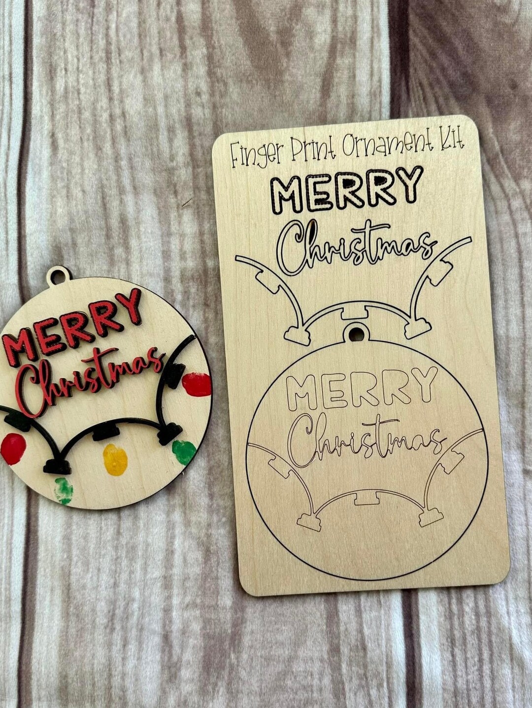 Fingerprint Ornament, Fingerprint DIY Kit, Kids DIY Kit, Christmas DIY ...