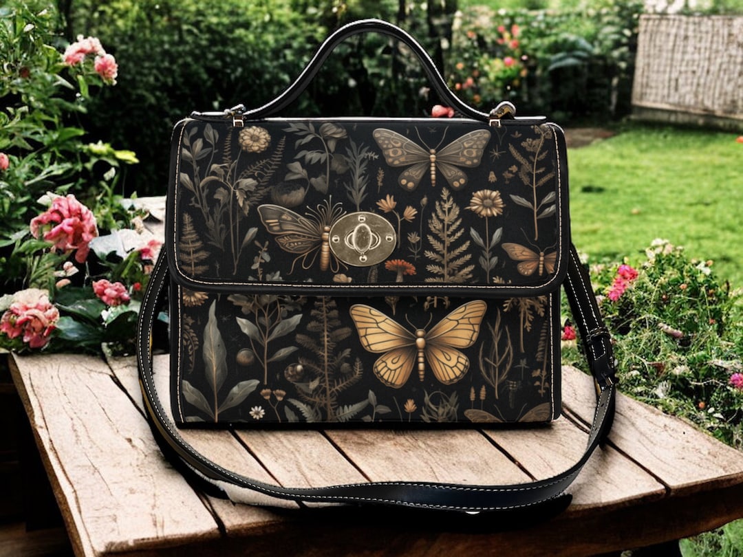 Cottagecore Boho Fern Forest Canvas Satchel Bag, Cute Boho Vegan ...