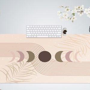 Boho Moon Phases Art Desk Mat, Extra Large Desk Mat With Multiple Size ...