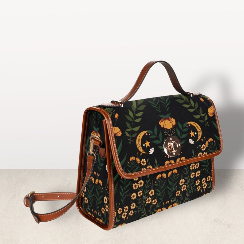 Cottagecore Witch Canvas Satchel Bag, Cute Women Witchy Floral ...