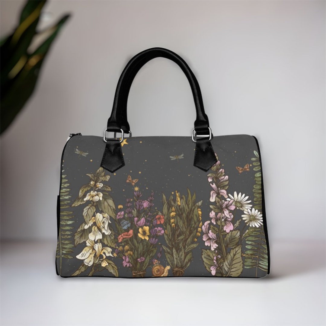 Cottagecore Boho Forest Top Handle Vegan Leather Nature Handbag, Nature ...