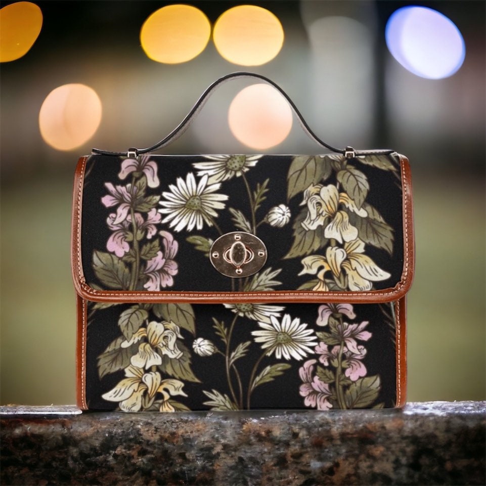 Black Kawaii Witch Forest Cottagecore Canvas Satchel bag, cottagecore ...