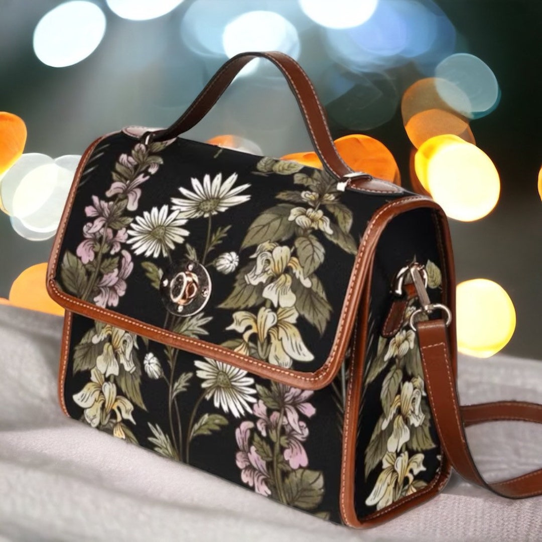 Black Kawaii Witch Forest Cottagecore Canvas Satchel Bag, Cottagecore ...