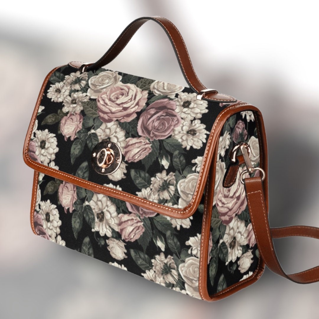 Cottagecore Rose Foral Canvas Satchel Bag Cute Women Rose - Etsy