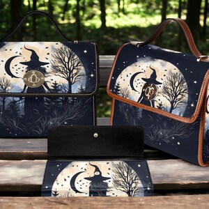 Dark Witchy Bag, Witch and Moon Gothic Crossbody Crow Handbag ...