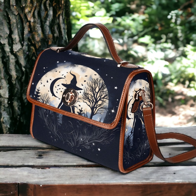 Dark Witchy Bag, Witch and Moon Gothic Crossbody Crow Handbag ...
