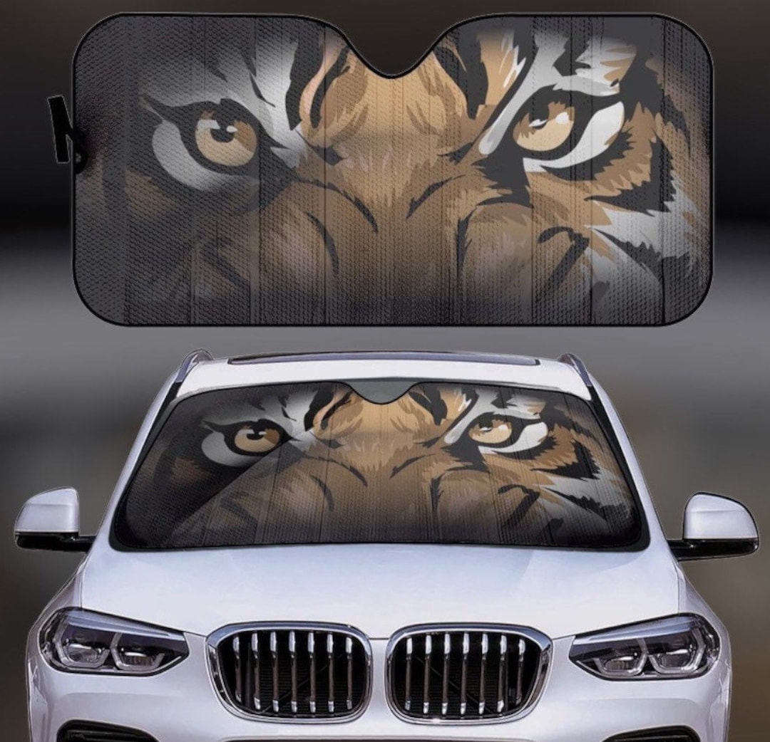 Tiger Eyes Cool Car Sunshade for Windshield, Wild Animal Print Window ...