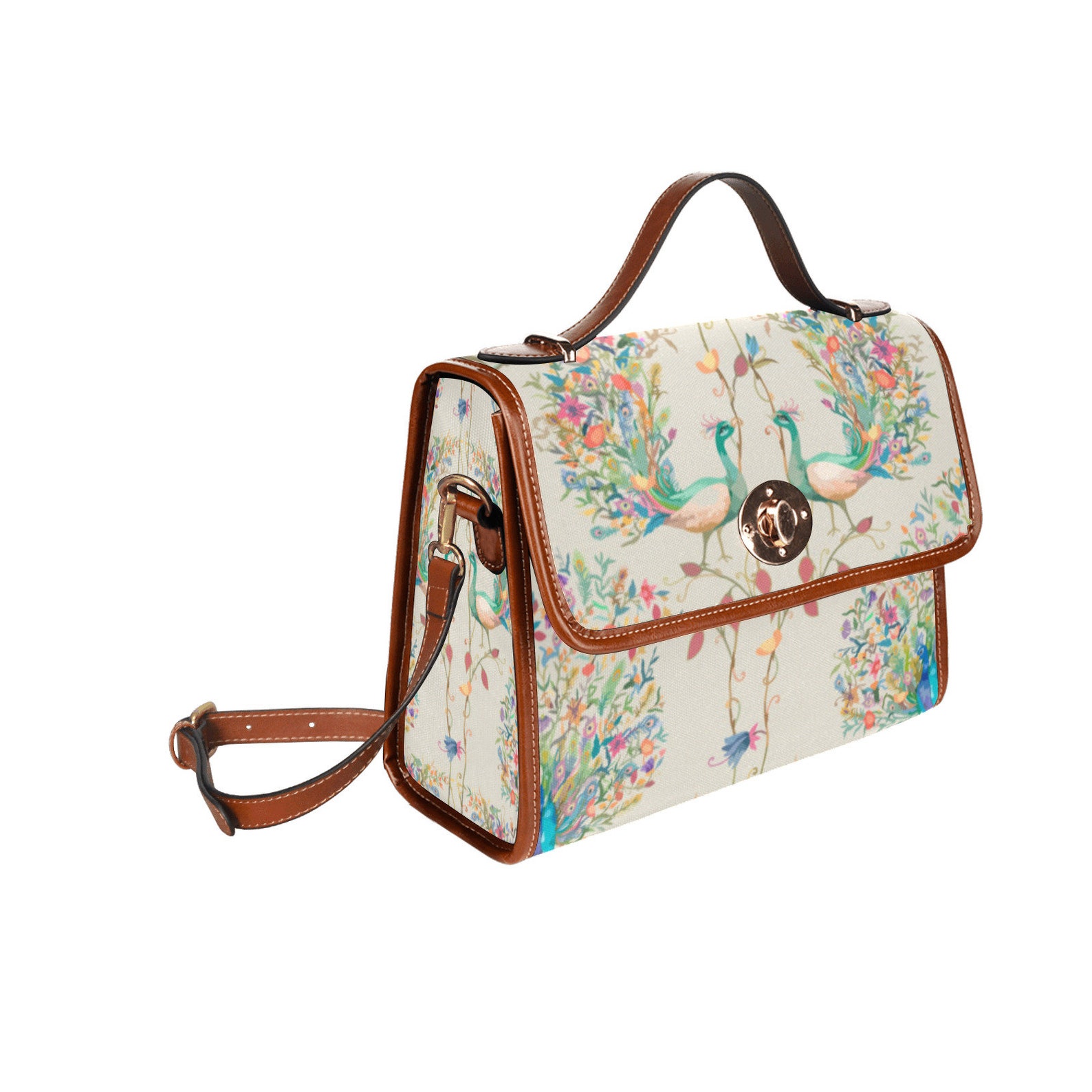 Cottagecore Floral Peacock Cute Canvas Satchel Bag Vegan - Etsy