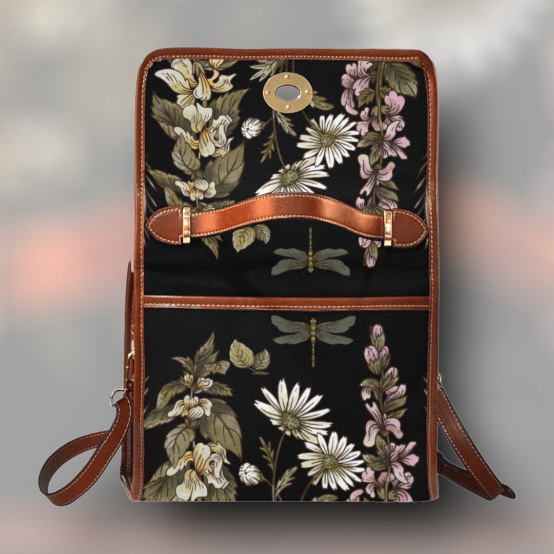 Black Kawaii Witch Forest Cottagecore Canvas Satchel bag, cottagecore ...