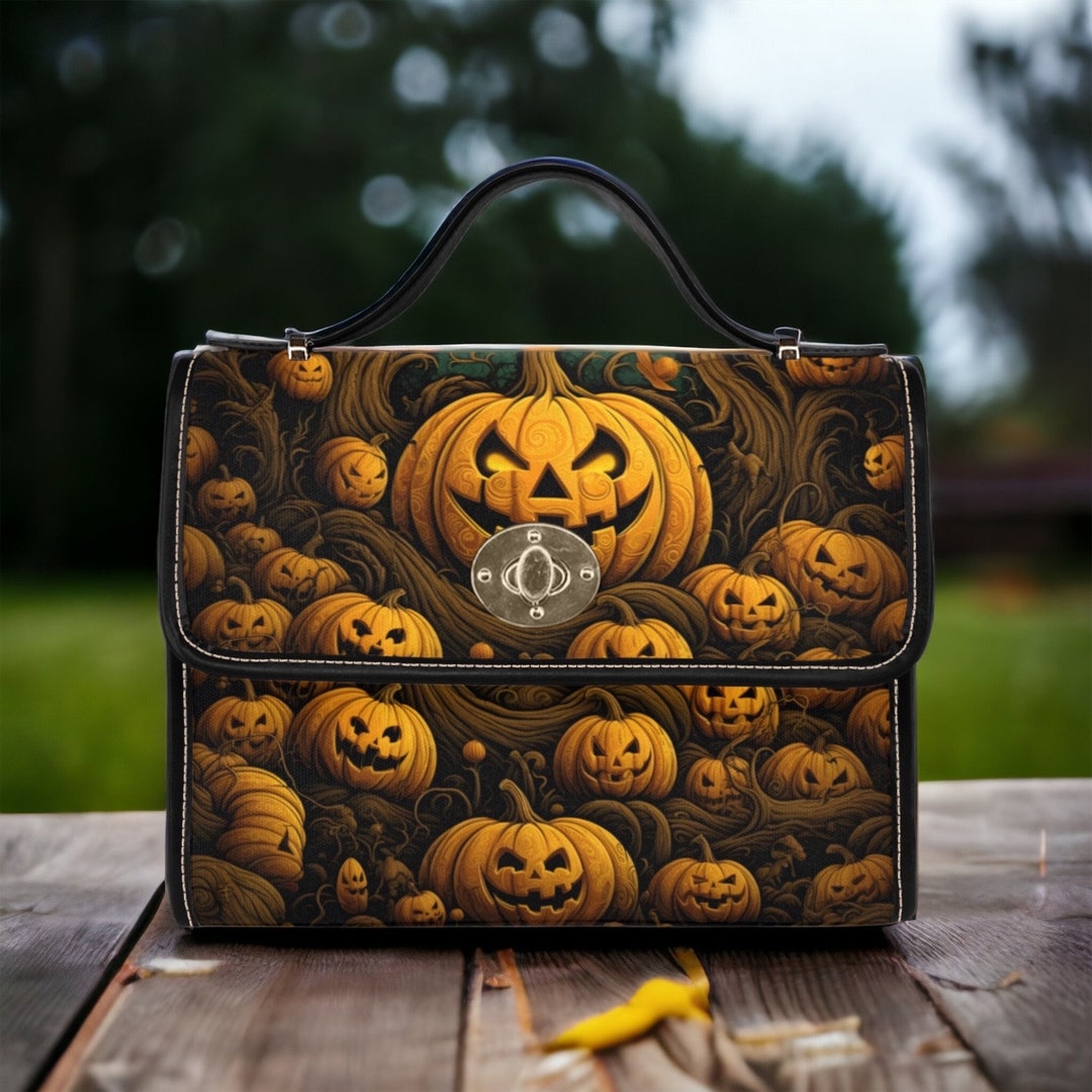 Autumn Pumpkin Cottagecore Canvas Satchel Bag, Cottagecore Forestcore ...
