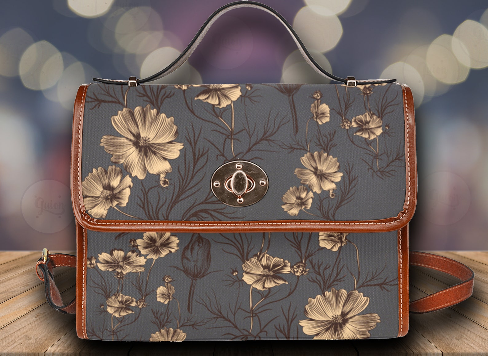 Boho Witch Floral Canvas Satchel Bag, Cute Women Cottagecore Crossbody ...
