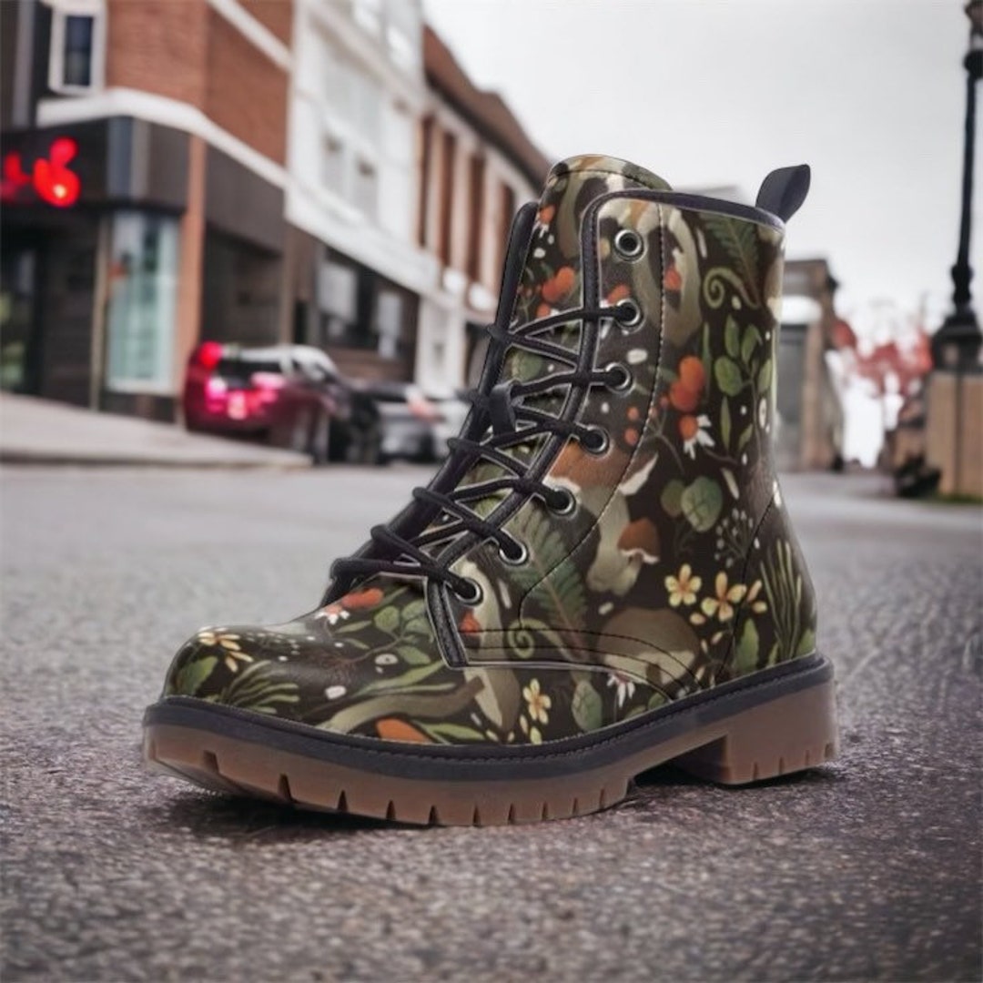 Mushroom Leather Boots, Womens Boots, Cottagecore Leather Hippie Boots ...