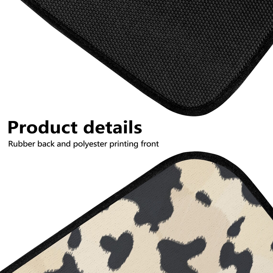 Black and Beige Cow Skin Print Car Floor Mats, Cottage Core Boho Car ...