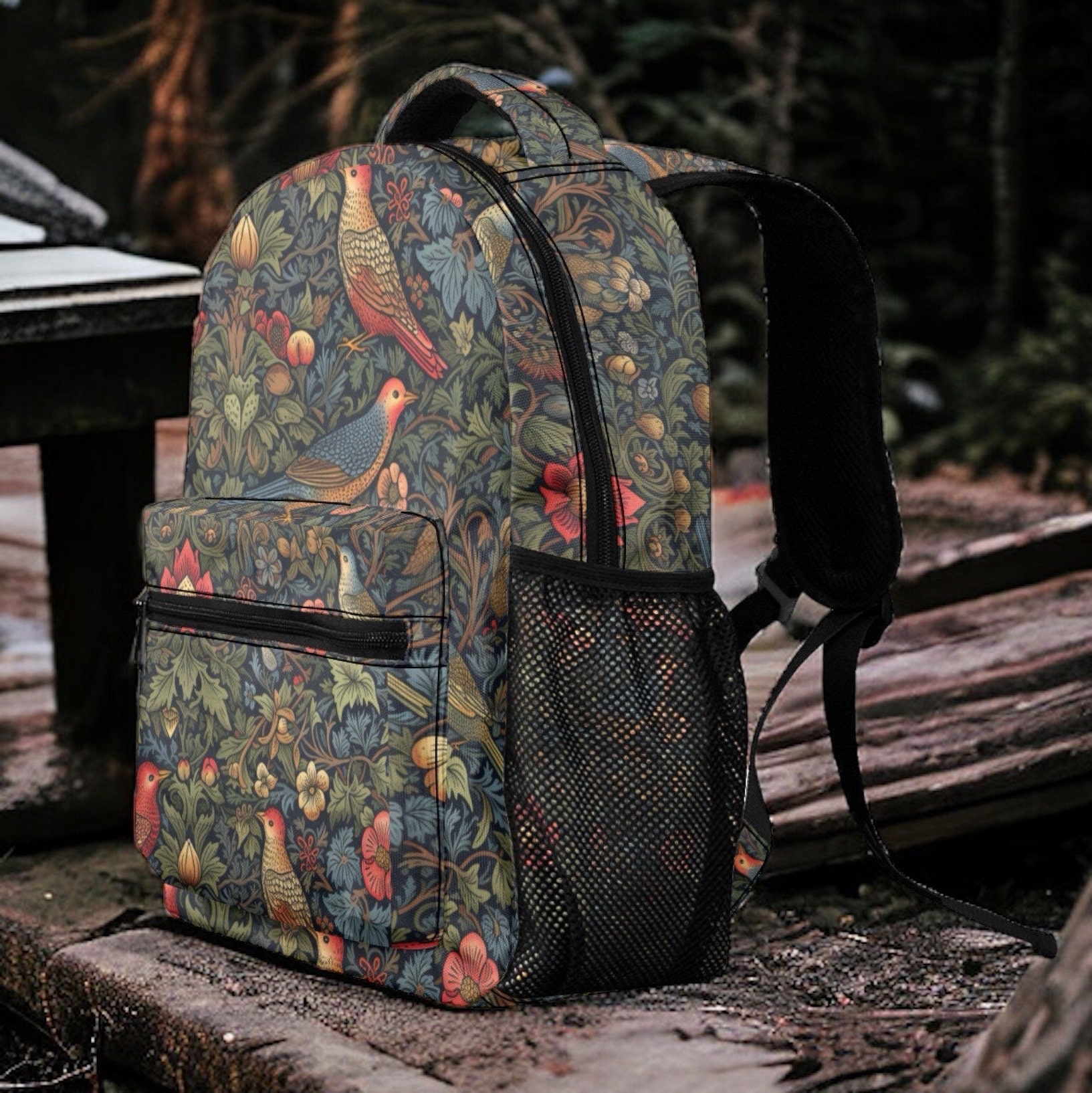 Cute Birds Forest Cottagecore backpack, green nature forest backpack ...