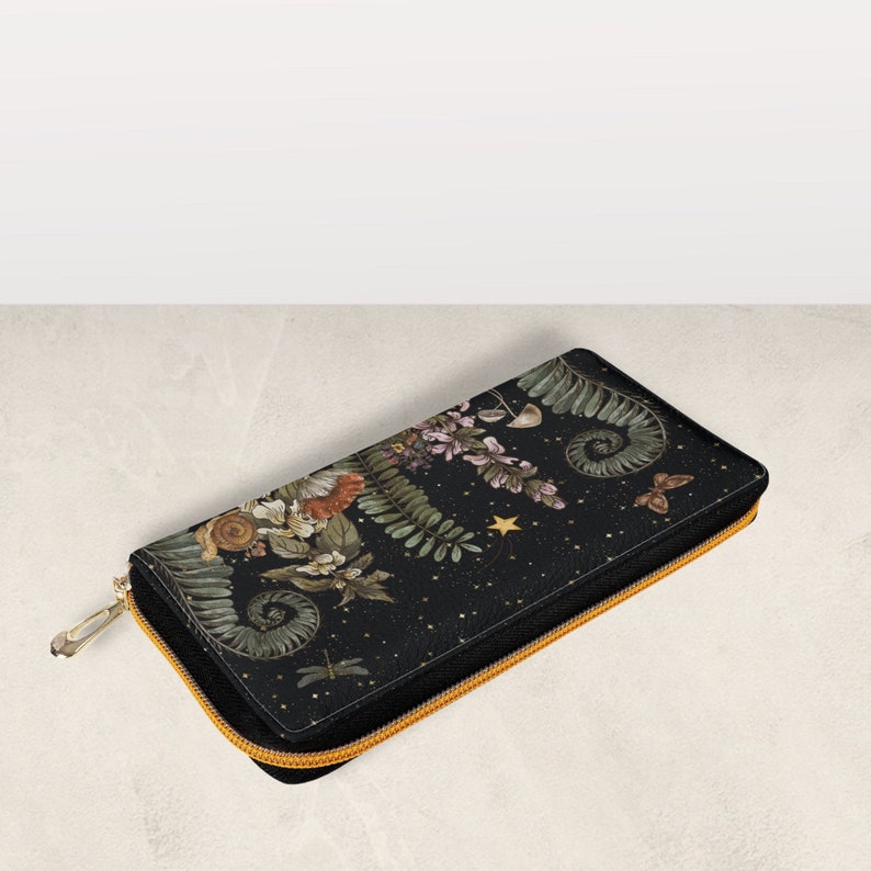 Black Kawaii Witch Ferns Cottagecore Nature Zipper Wallet - Etsy