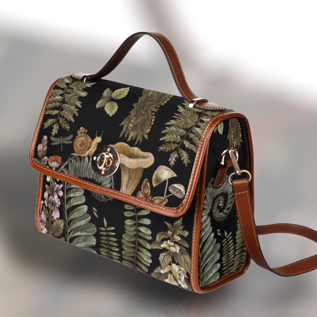 Green Mushroom Cottagecore Canvas Satchel Bag Cottagecore - Etsy