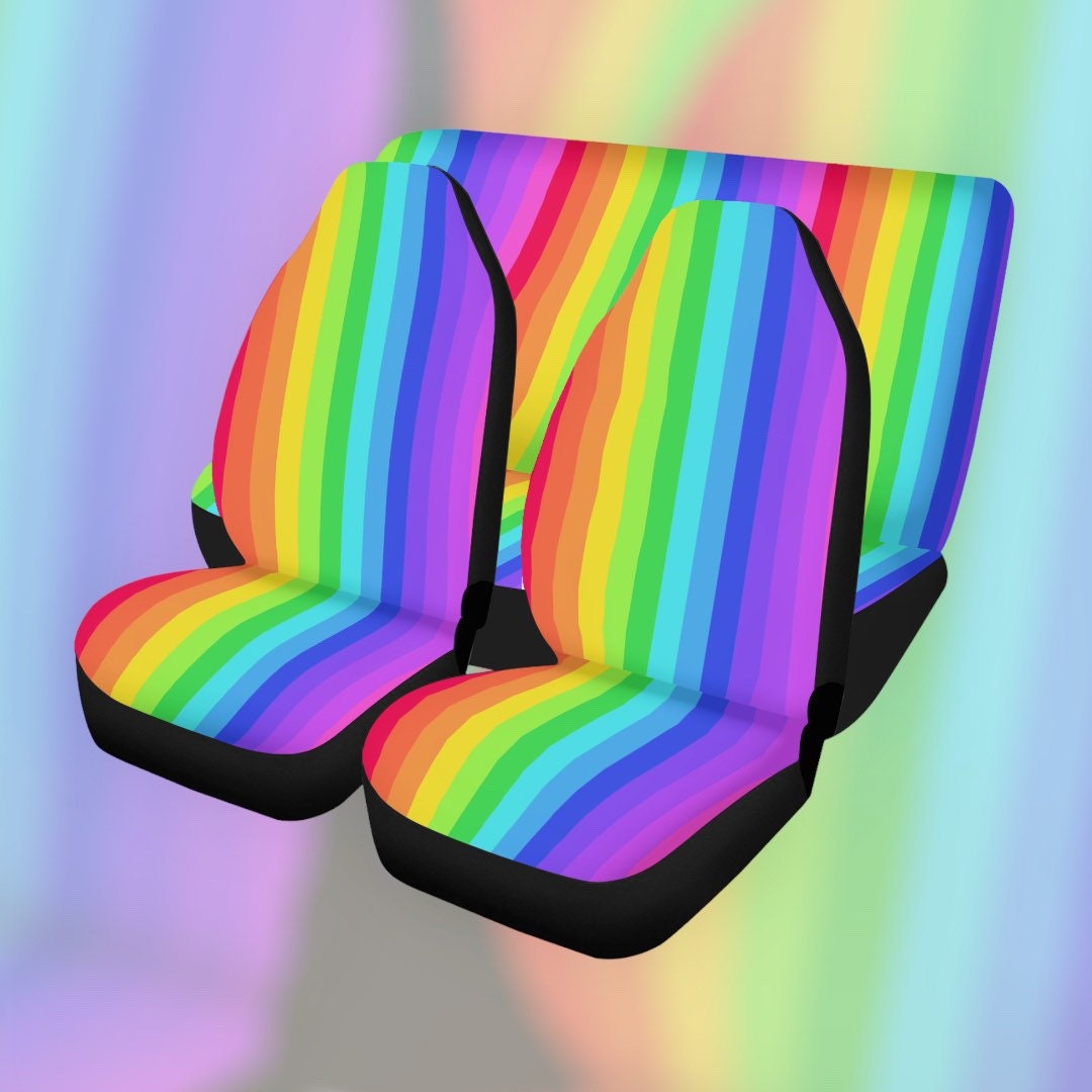 Rainbow Colorful Trendy Car Seat Covers, Cute Car Seat Covers for ...