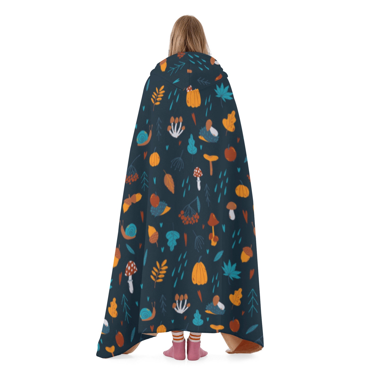 Cute Cottagecore Soft Autumn Hedgehog and Mushroom Hooded Blanket ...