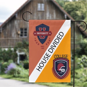 Custom House Divided Flag - College Sports Yard Flag - Double Sided ...