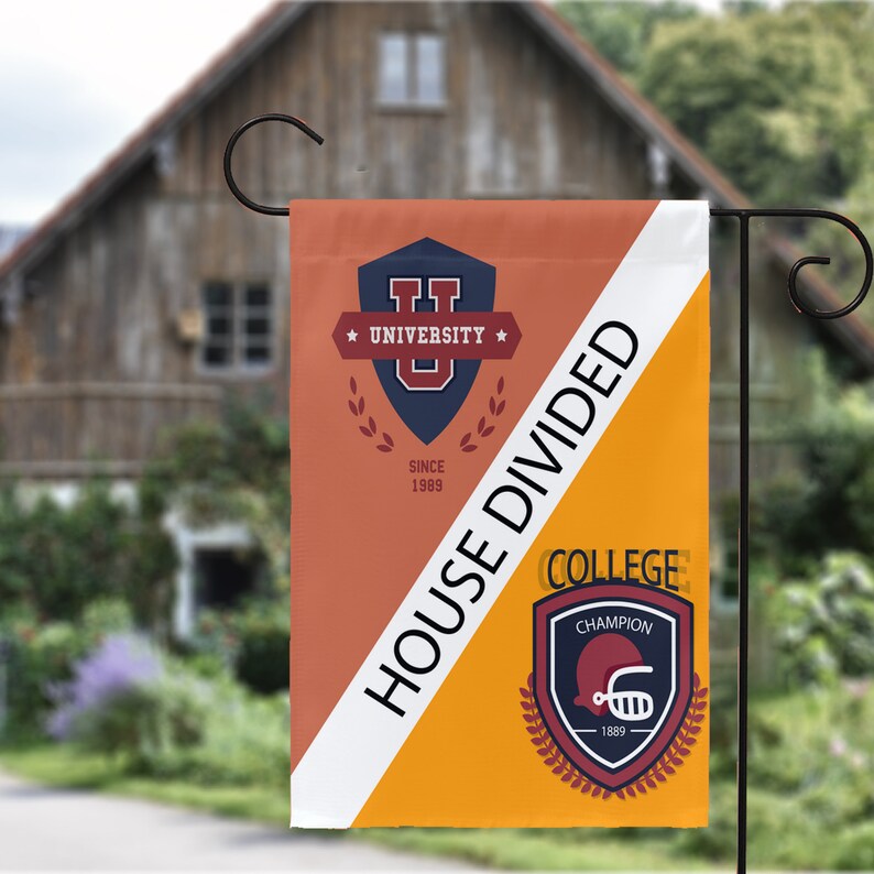 Custom House Divided Flag - College Sports Yard Flag - Double Sided ...