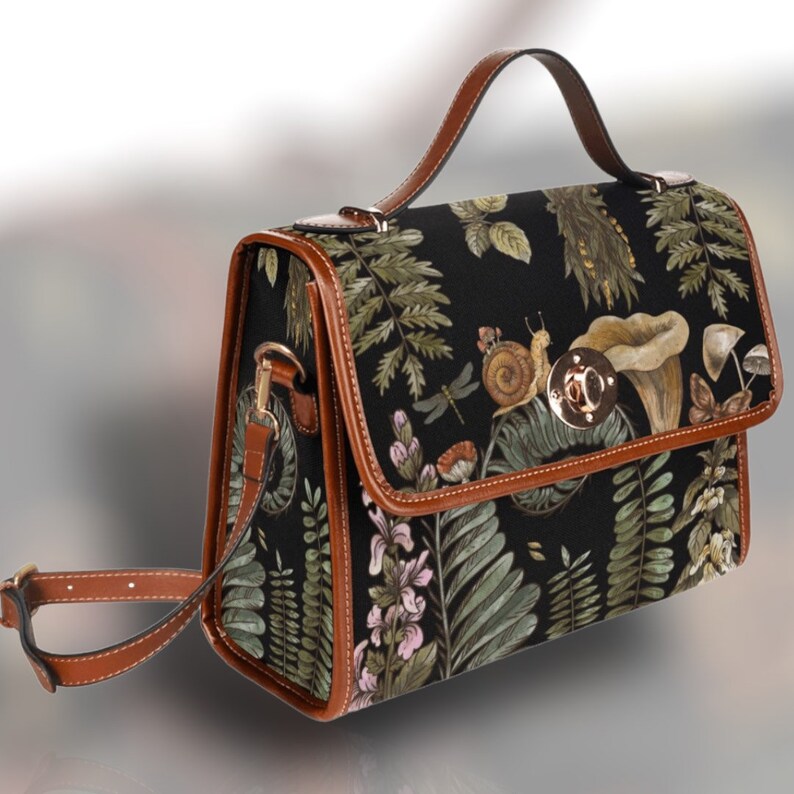 Green Mushroom Cottagecore Canvas Satchel Bag Cottagecore - Etsy