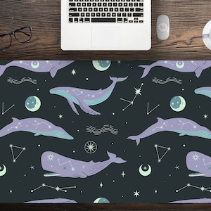 Whales With Constellations Background Large Gaming Desk Pad, Extended ...