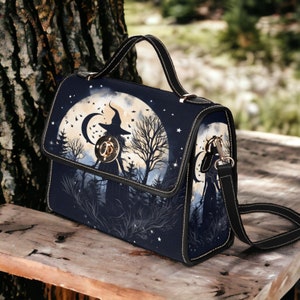 Dark Witchy Bag, Witch and Moon Gothic Crossbody Crow Handbag ...