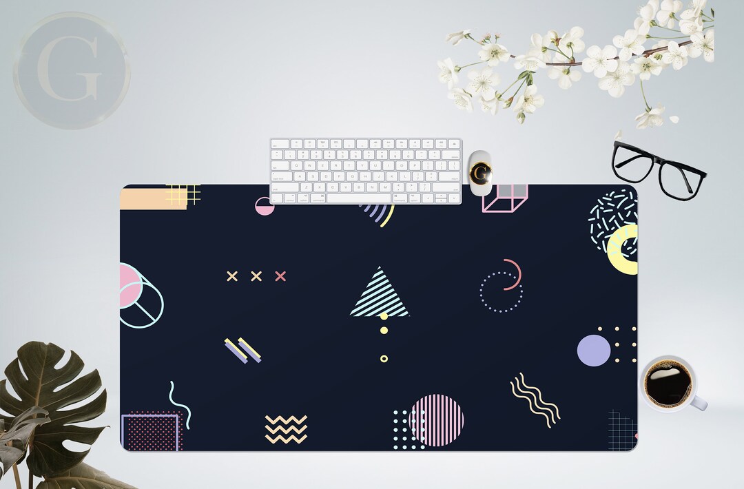 Abstract Geometric Shapes Extra Large Desk Mat With Multiple Size ...