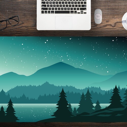 Sunset Mountains Landscape Green Desk Mat Extra Large Desk - Etsy