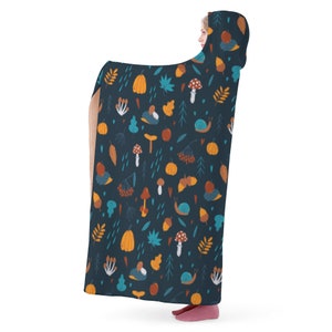 Cute Cottagecore Soft Autumn Hedgehog and Mushroom Hooded Blanket ...