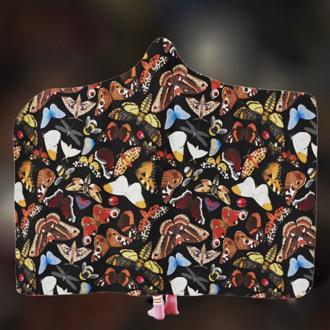 Cottagecore Witchy Moth Cozy Hooded Blanket, Moth Cloak Blanket ...