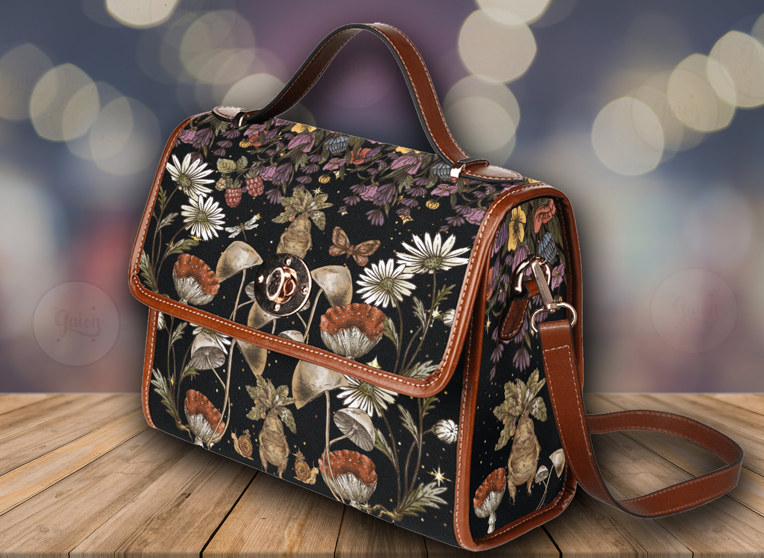 Cottagecore witch Canvas Mandrake Mushroom Satchel bag, mushroom ...