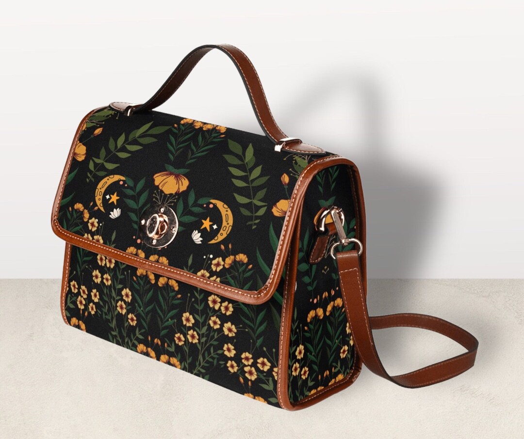 Cottagecore Witch Canvas Satchel Bag, Cute Women Witchy Floral ...