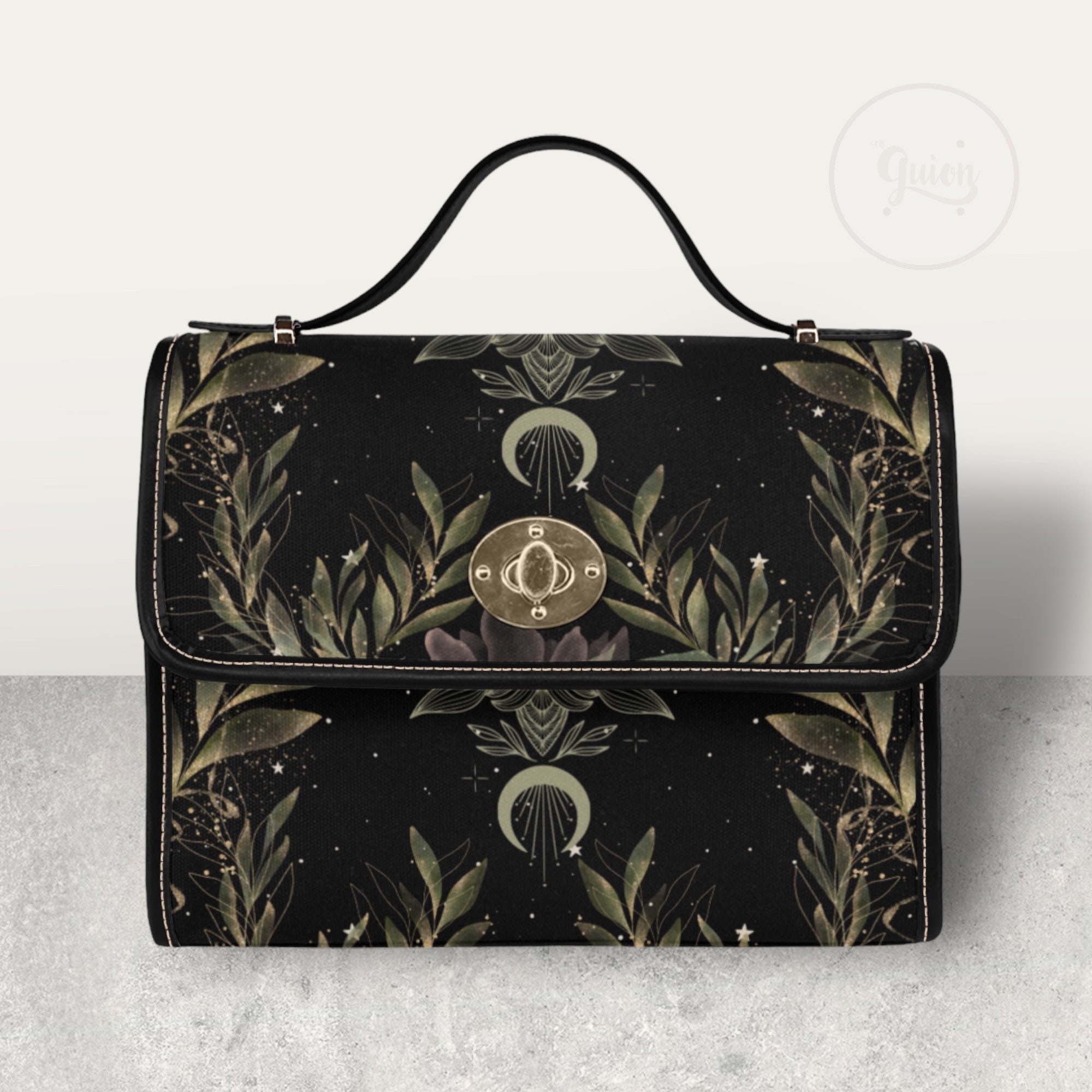 Cottagecore Magic Fern Green Watercolor Witch bag, boho cottage Dark ...