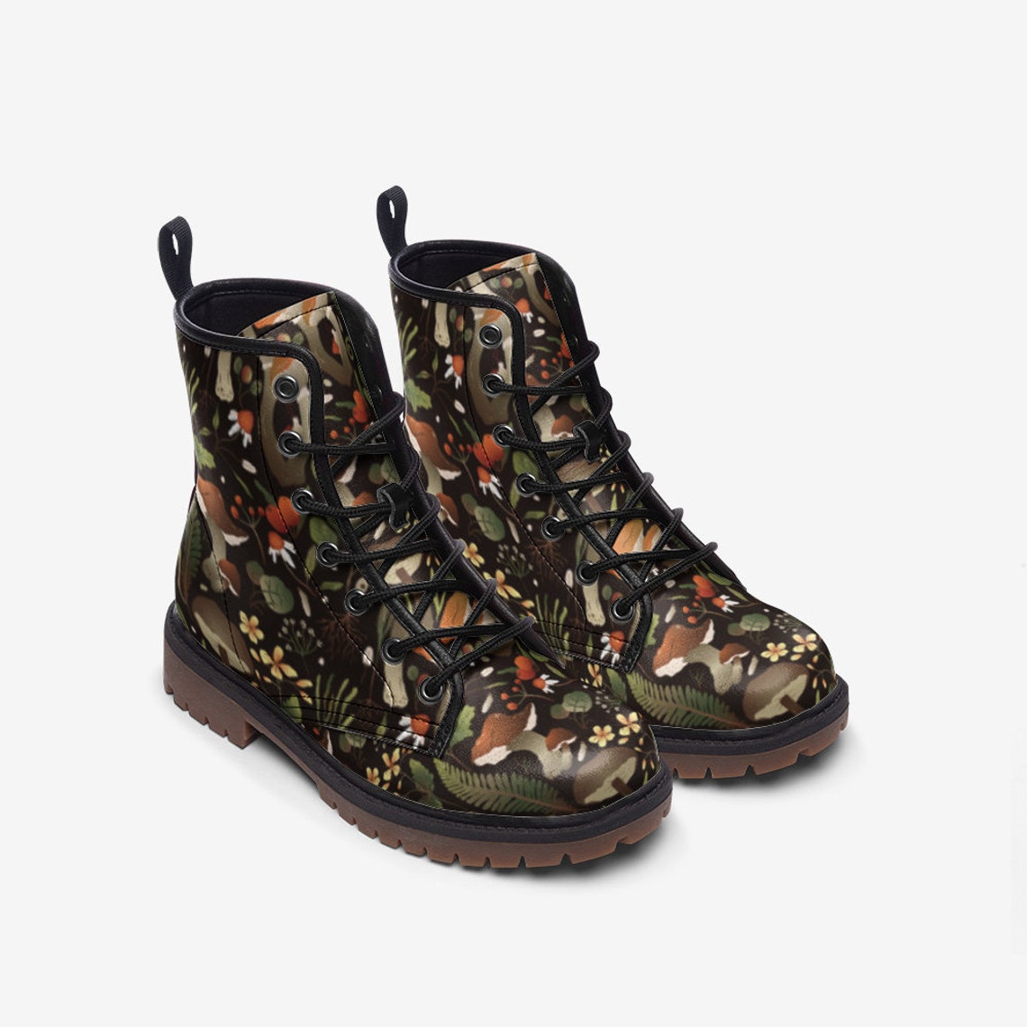 Mushroom Leather Boots, Womens Boots, Cottagecore Leather Hippie Boots ...