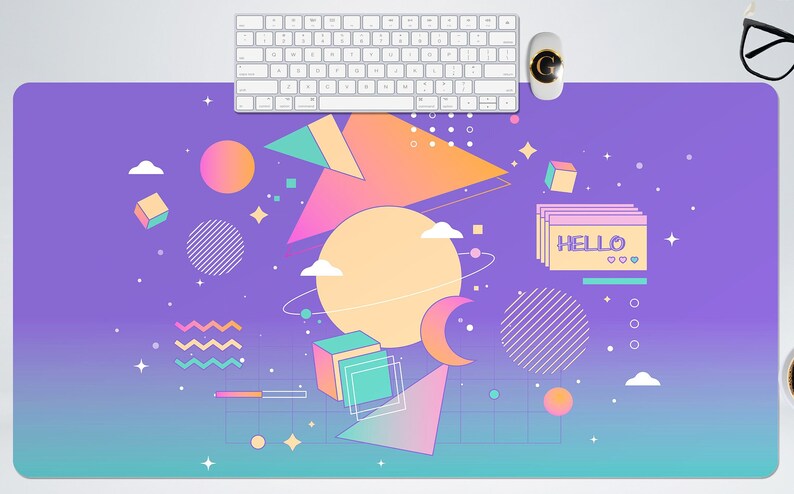 Pink Purple Retro Desk Mat 80s Desktop Vaporwave Desk Mat | Etsy