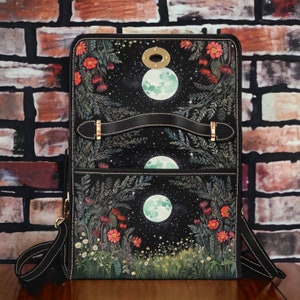 Full Moon Wildflower Mini Crossbody Satchel Bag, Boho Whimsy Floral ...