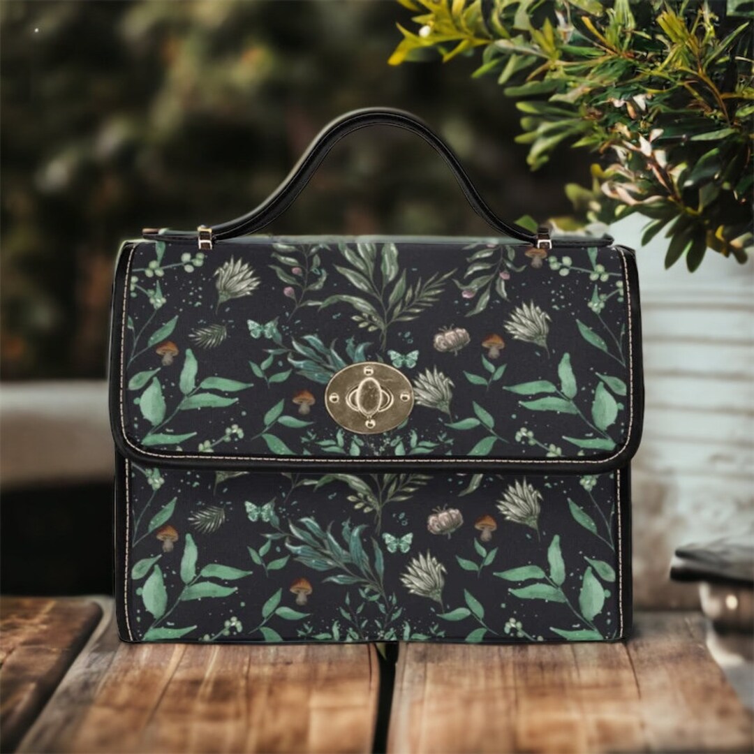Mystical Witch Mini Messenger Bag, Mushroom Forest Dark Academia Black ...