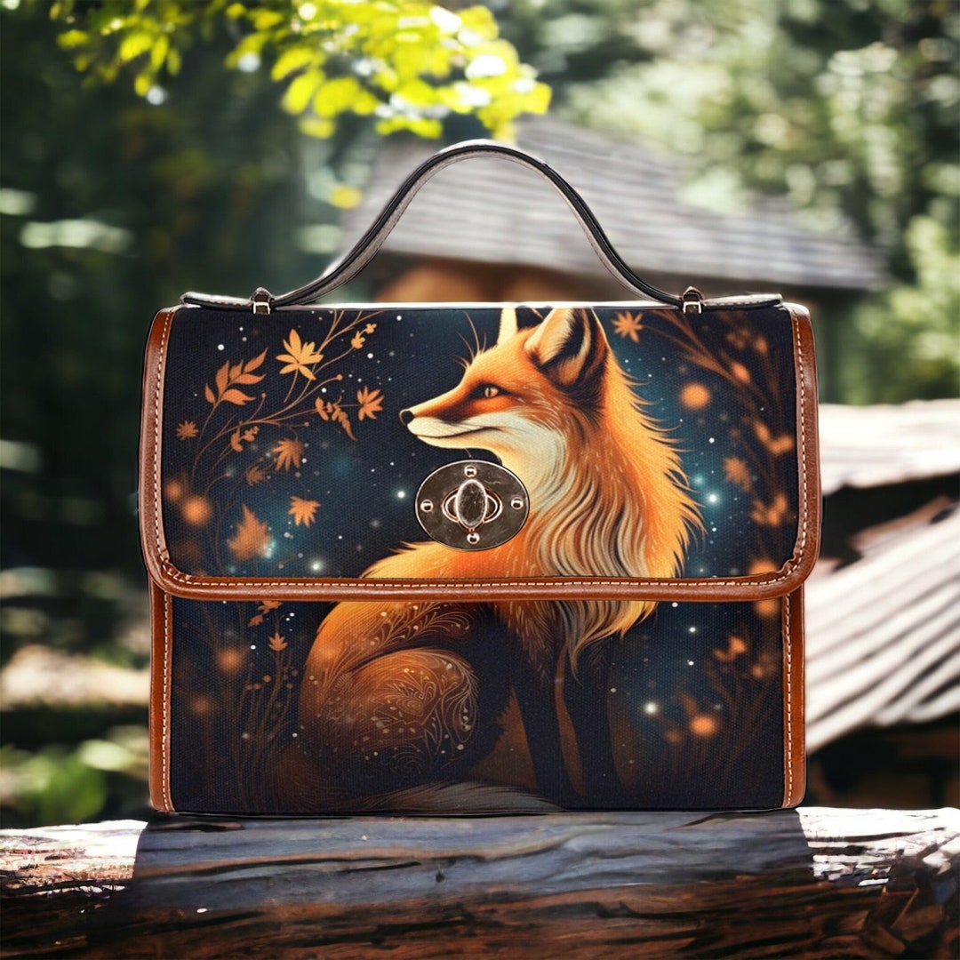 Magical Fox Celestial Satchel Bag, Cottagecore Autumn Leaves Forestcore ...