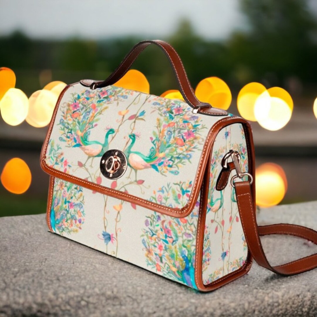 Cottagecore Floral Peacock Cute Canvas Satchel Bag Vegan - Etsy