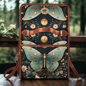 Mystical Luna Moth Canvas Satchel Bag, Cottagecore Forest Witch ...