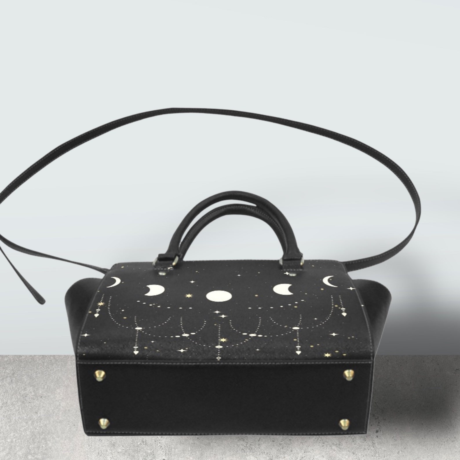 Moon Phases Celestial Shoulder Bag Black Cottagecore Witchy - Etsy