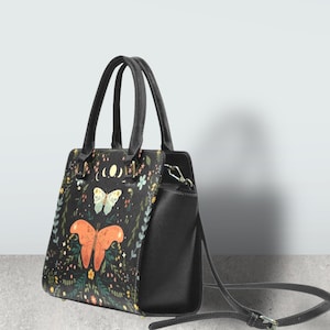 Moon Phases Botanical Moth Shoulder Bag, Cottagecore Witchy Moth ...