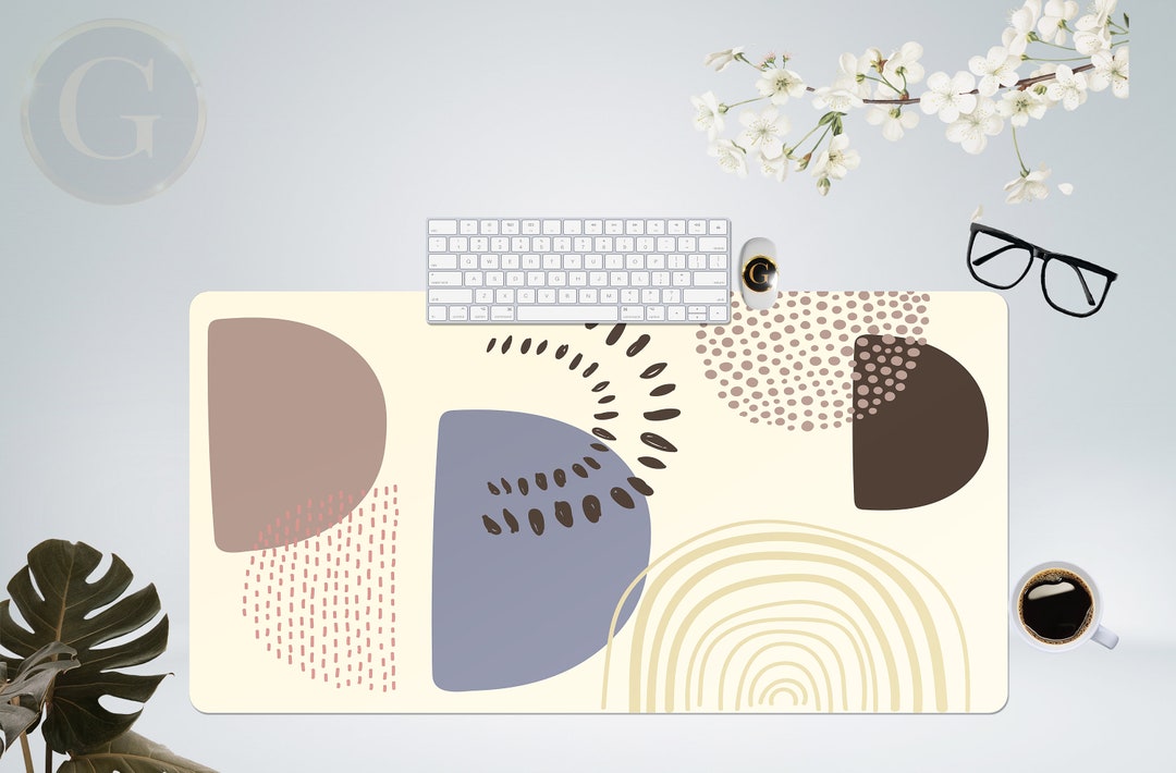 Abstract Shapes Boho Desk Mat, Extra Large Desk Mat With Multiple Size ...