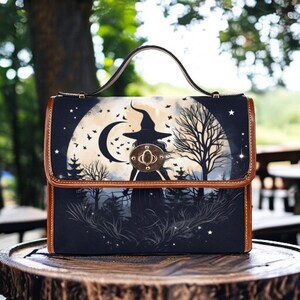 Dark Witchy Bag, Witch and Moon Gothic Crossbody Crow Handbag ...
