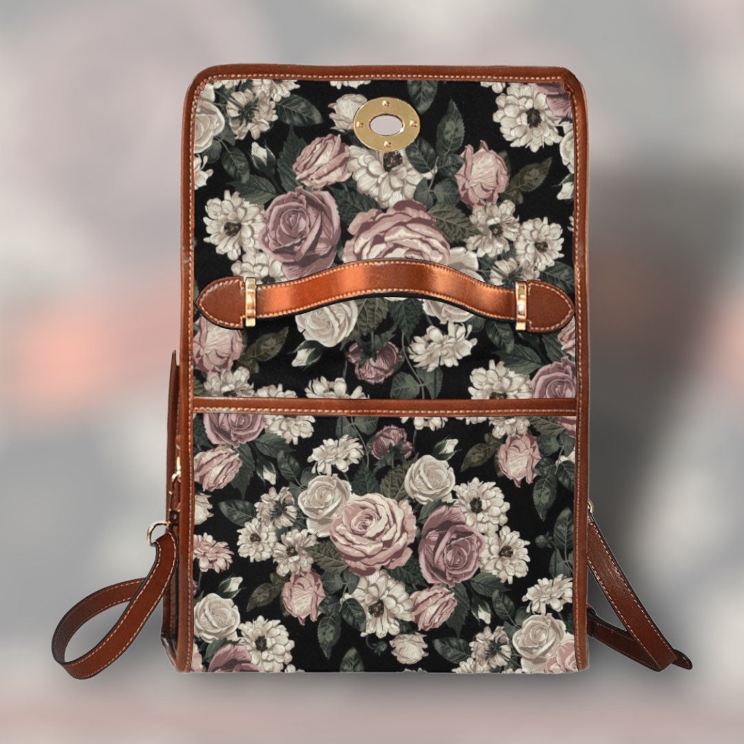 Cottagecore Rose Foral Canvas Satchel Bag Cute Women Rose - Etsy