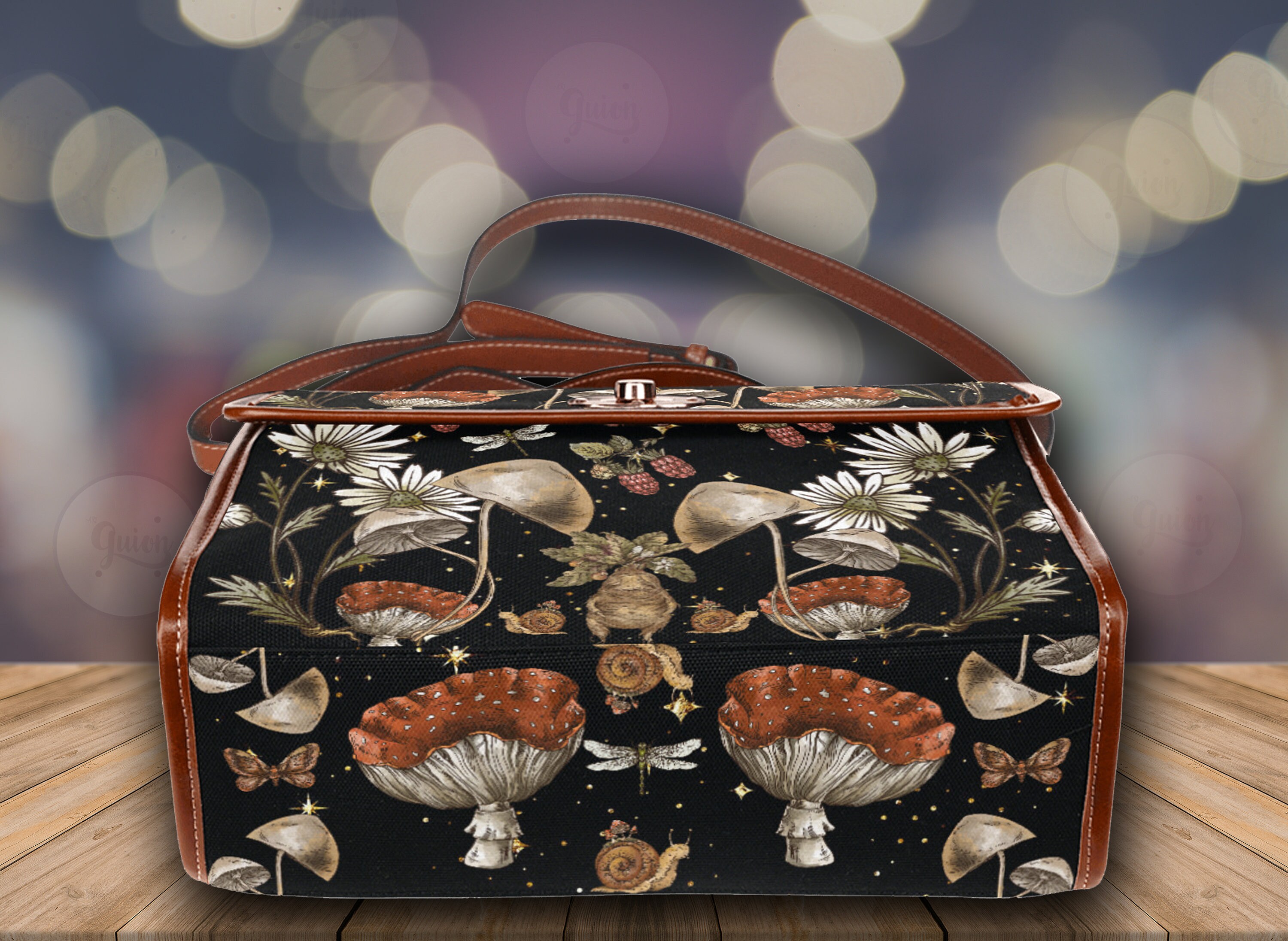 Cottagecore witch Canvas Mandrake Mushroom Satchel bag, mushroom ...