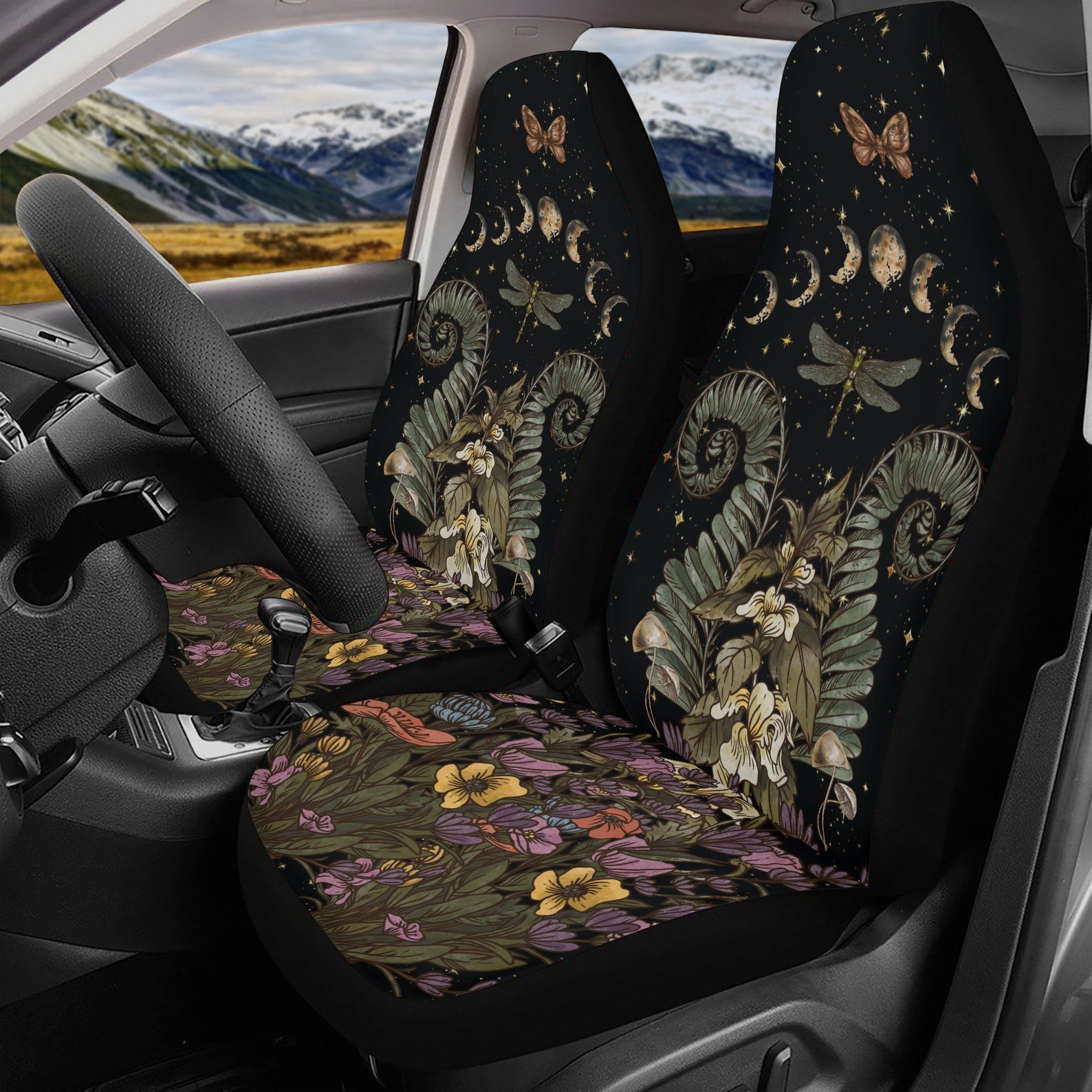 Witchy Moon Fern Boho Car Seat Cover for Women Cottagecore - Etsy