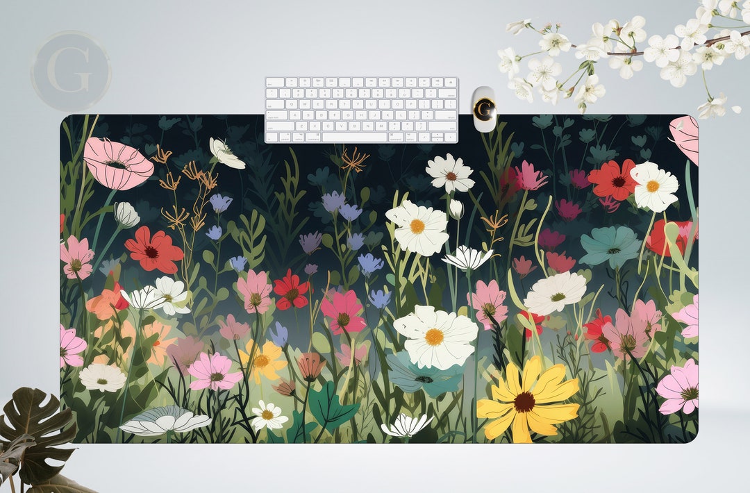 Wildflower Desk Mat Extended Gaming Mouse Pad, Large Stable Rubber Base ...