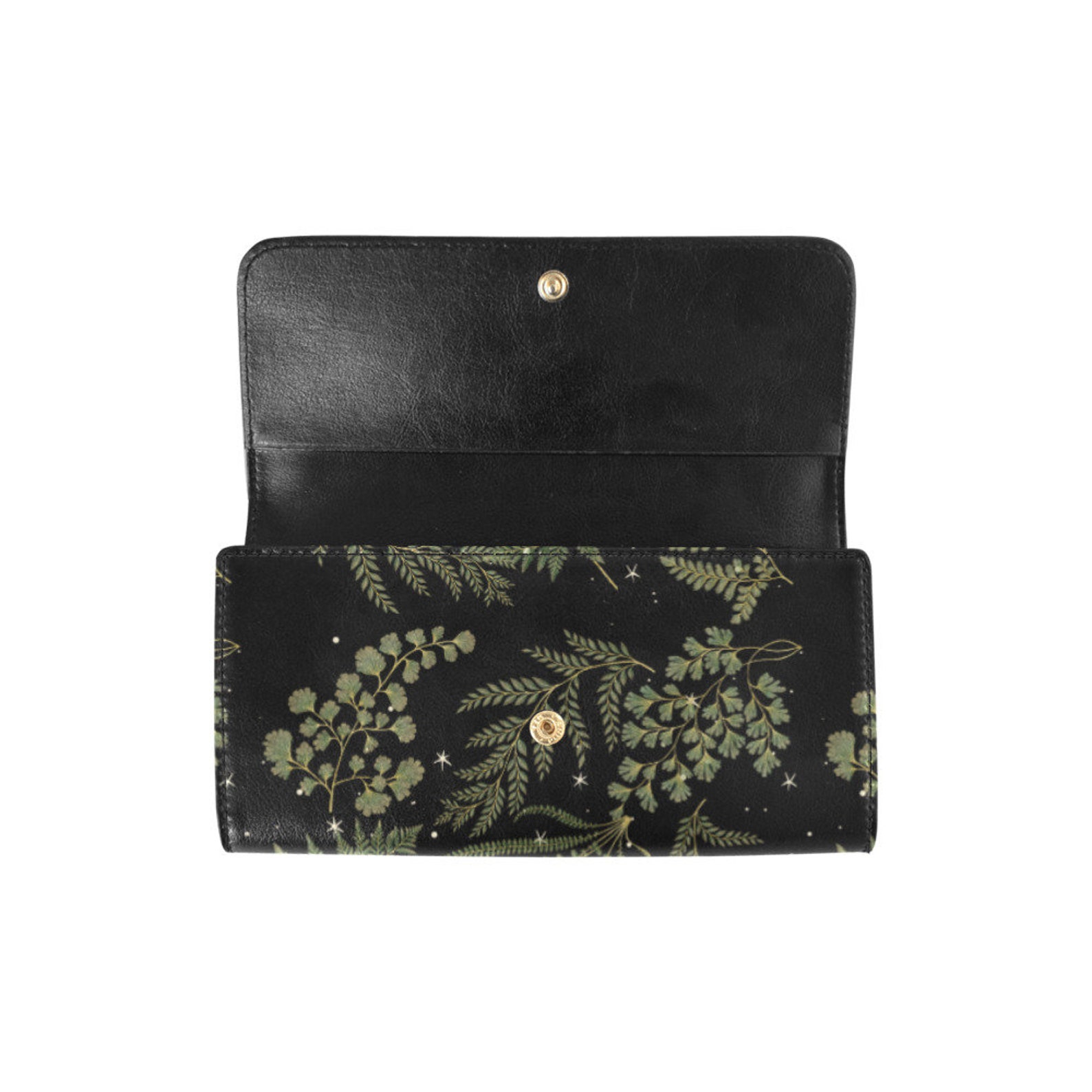 Boho Fern Forest Black Canvas Satchel Bag, Green Crossbody Moon Purse ...